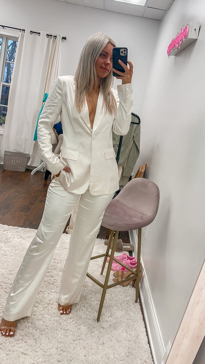 Satin Wide Leg Trouser Pants- Cream – Refuge Boutique